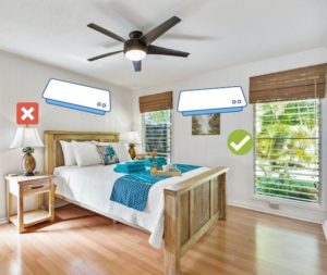 Best Position to install air conditioner in Bedroom